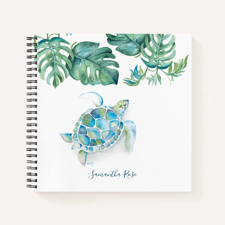 Watercolor Sea Turtle Personalized Journal | Zazzle