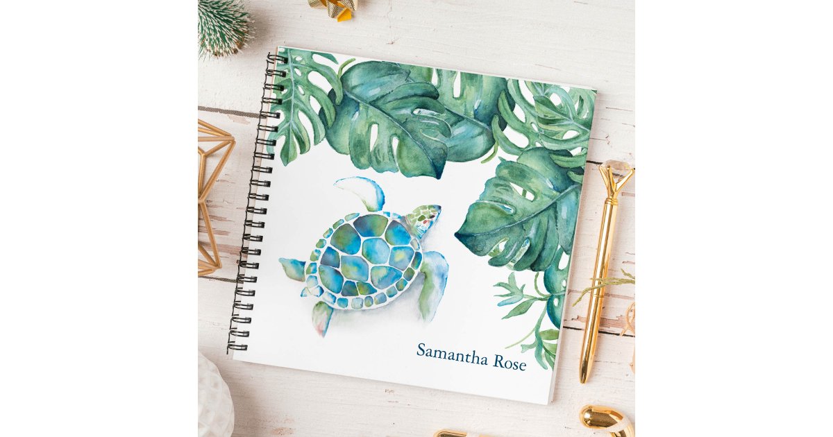 Watercolor Sea Turtle Personalized Journal | Zazzle