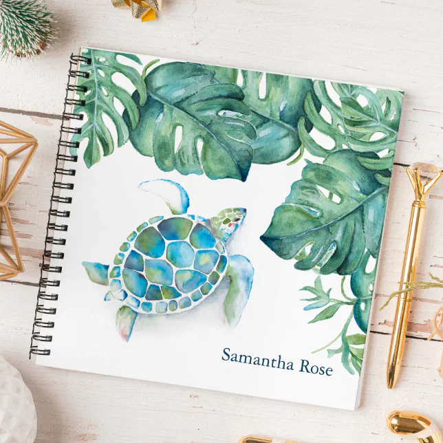 Watercolor Sea Turtle Personalized Journal | Zazzle