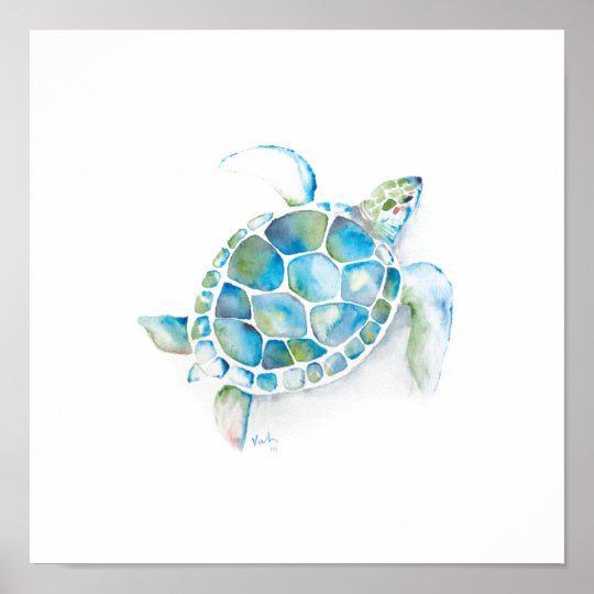 Watercolor Sea Turtle Poster | Zazzle.com