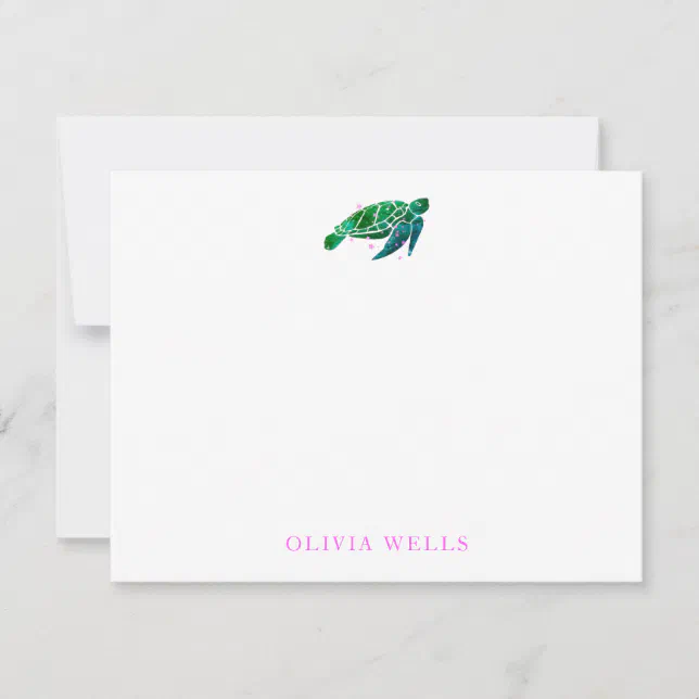 Watercolor Sea Turtle Thank You Note Card | Zazzle