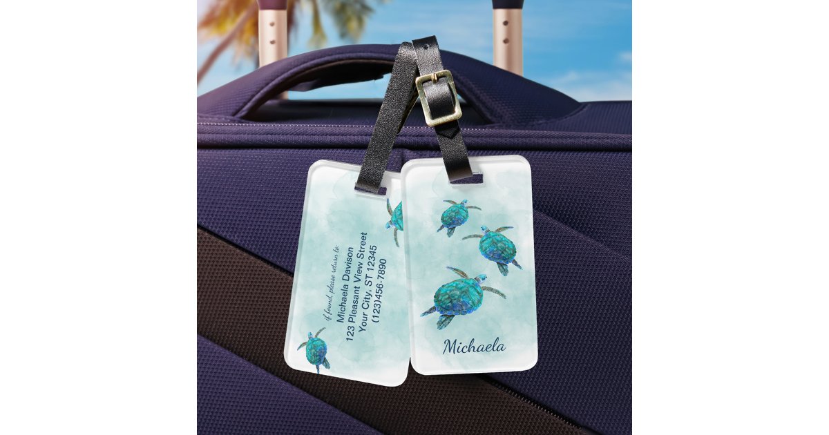 Watercolor Sea Turtles Ocean Luggage Tag | Zazzle
