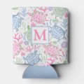 Watercolor Sea Turtles Ocean Monogram Can Cooler | Zazzle