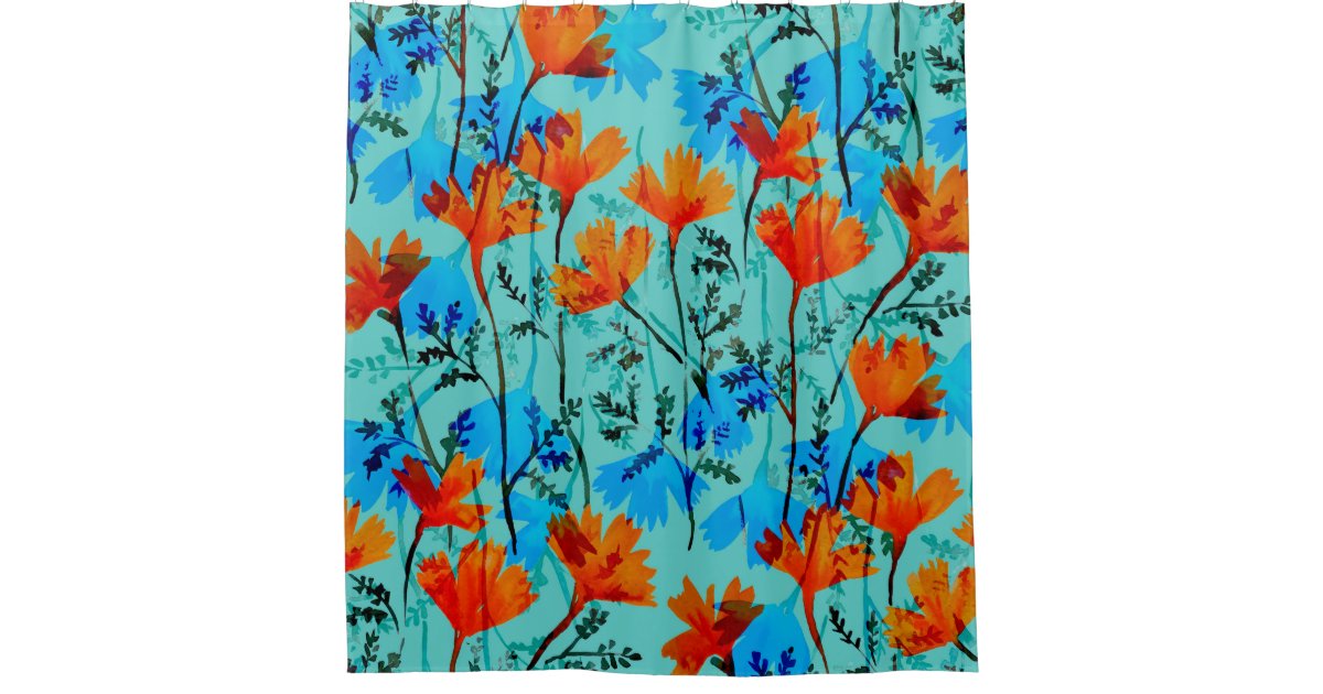 Watercolor seamless pattern with hand drawn simple shower curtain | Zazzle