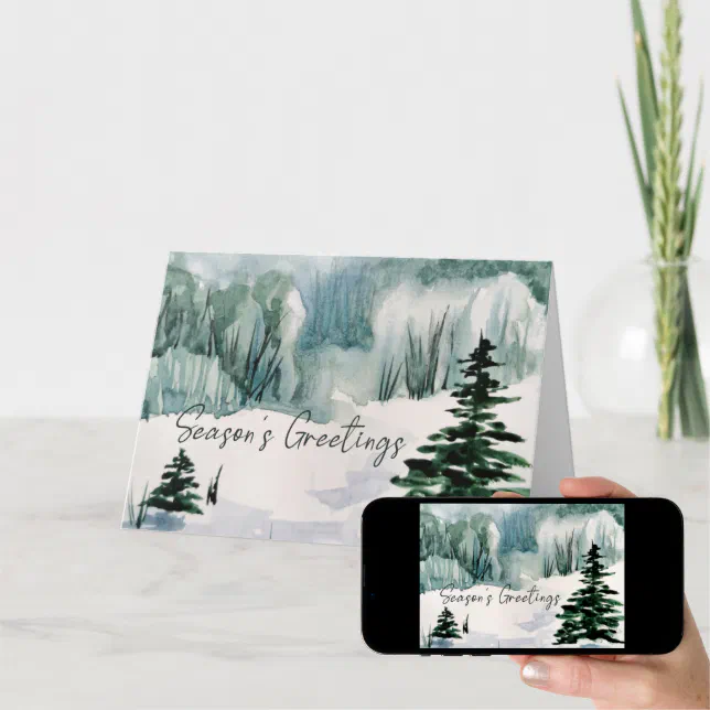 Watercolor Season's Greetings Winter Folded Holiday Card | Zazzle