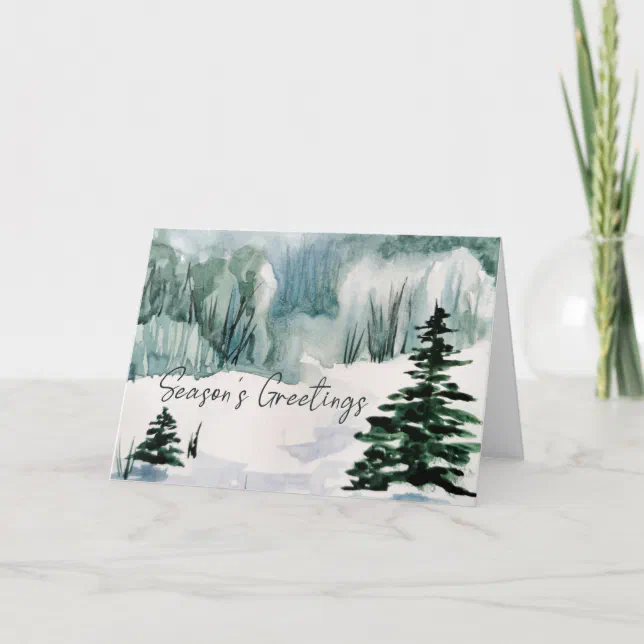 Watercolor Season's Greetings Winter Folded Holiday Card | Zazzle