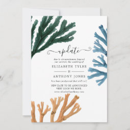 Watercolor Seaweed Beach Themed Wedding Update Invitation | Zazzle