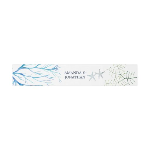 Watercolor Seaweed Beach Wedding Invitation Belly Band | Zazzle