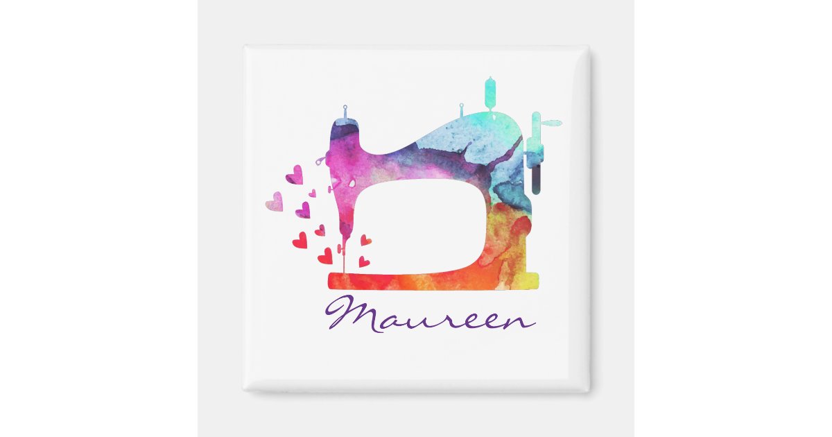 Watercolor Sewing Machine Magnet | Zazzle