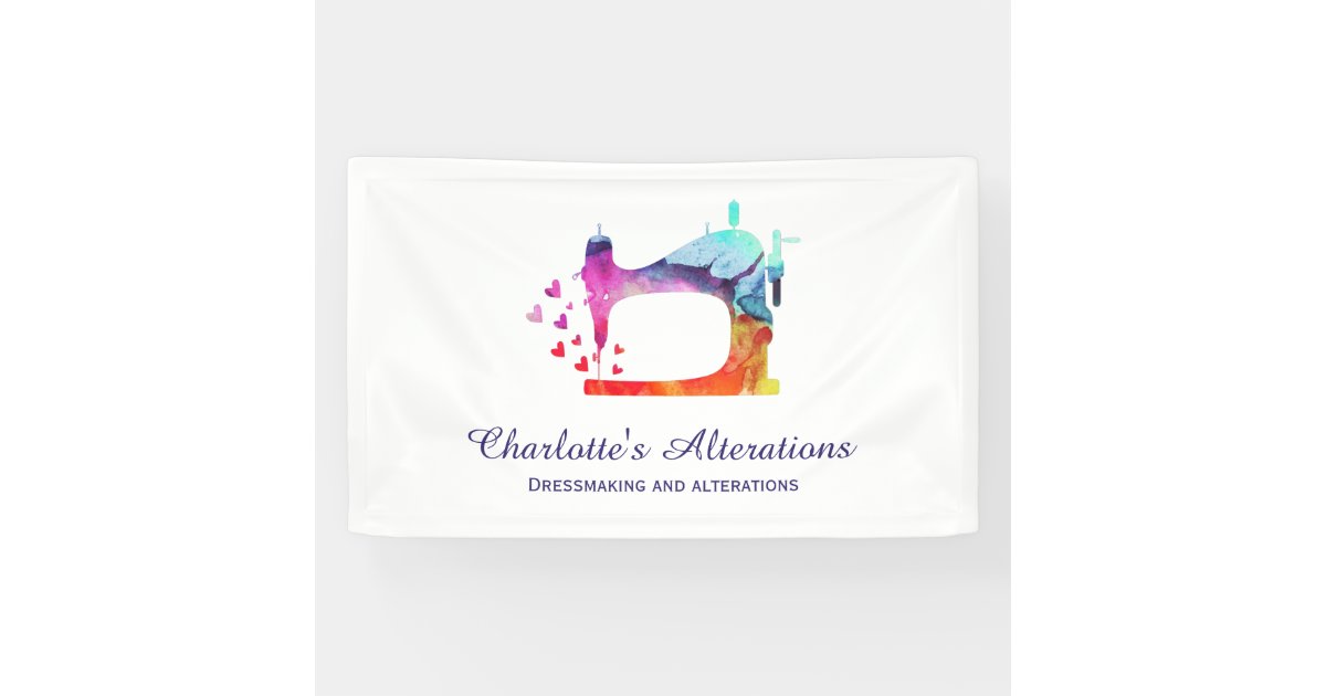 Watercolor Sewing Machine Seamstress Banner | Zazzle