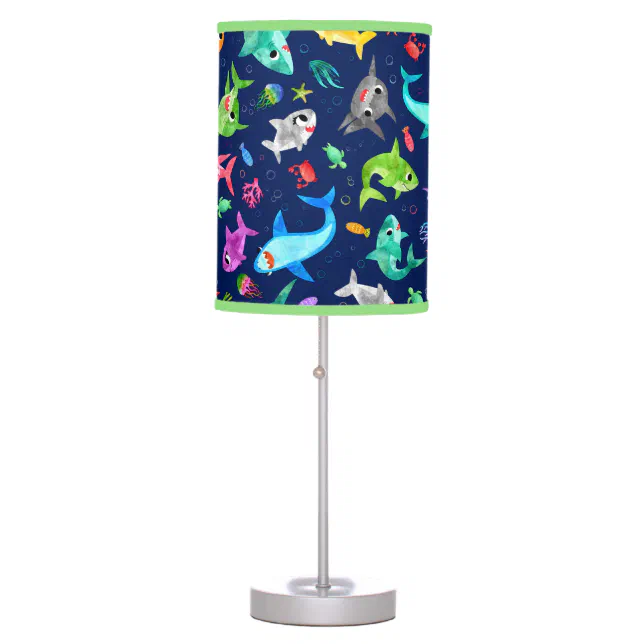 Watercolor Shark Family Adorable Ocean Table Lamp | Zazzle