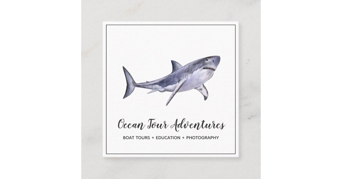 Watercolor Shark Square Business Card | Zazzle