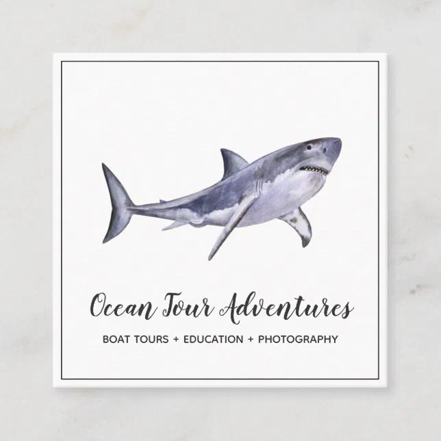 Watercolor Shark Square Business Card | Zazzle
