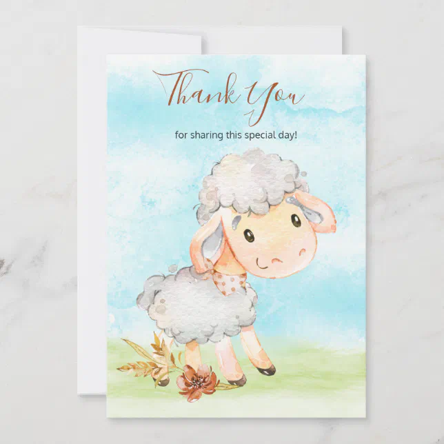 Watercolor Sheep Farm Thank You Card | Zazzle