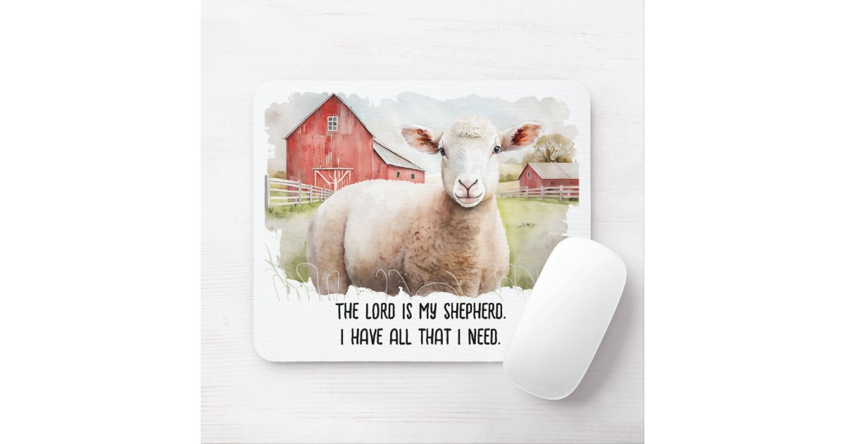 Watercolor Sheep with Religious Quote Mouse Pad | Zazzle
