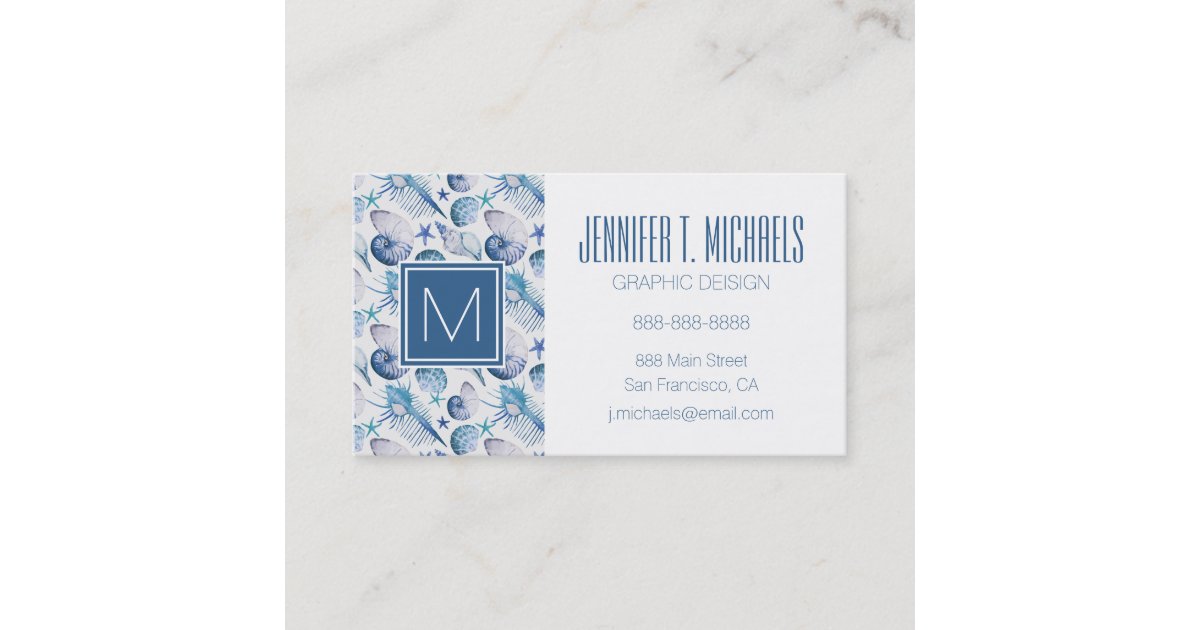 Watercolor Shells Business Card | Zazzle
