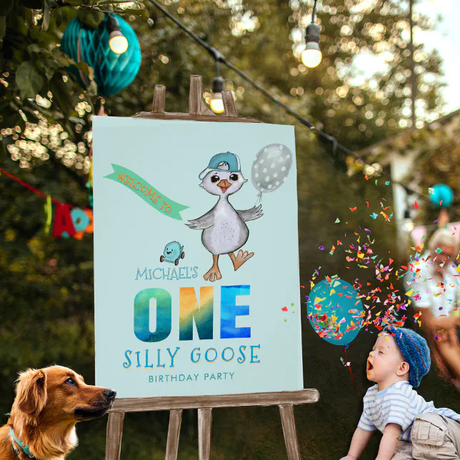 Watercolor Silly Goose Birthday Welcome Sign | Zazzle