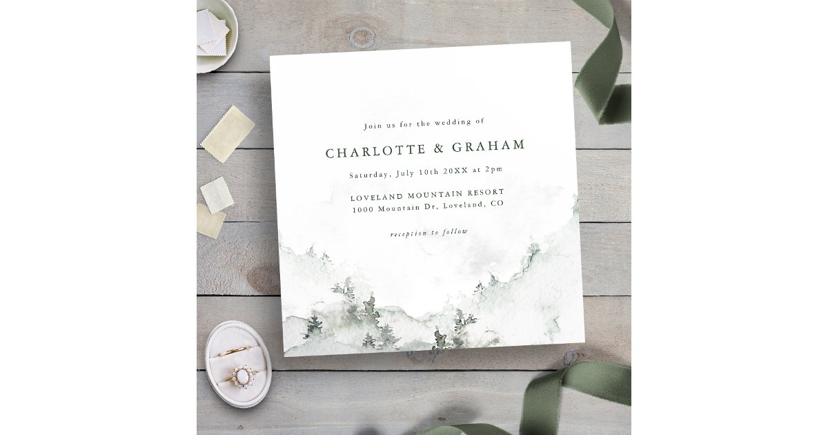 Watercolor Simple Forest Wedding Invitation | Zazzle