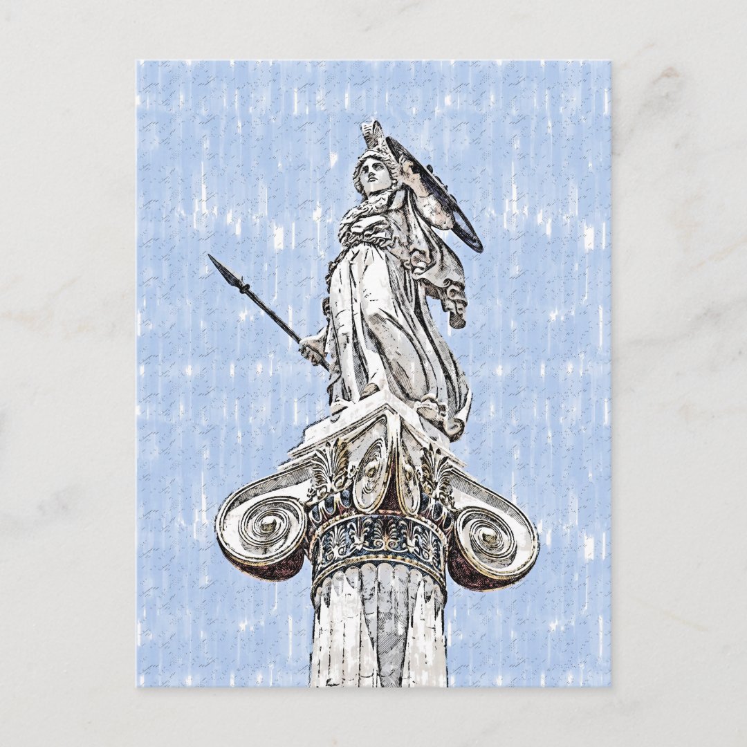 Watercolor sketch of statue of Athena Postcard | Zazzle