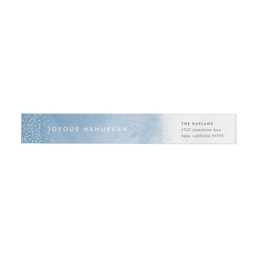 Watercolor Snowfall Hanukkah Return Address Wrap Around Label | Zazzle