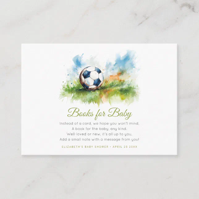 Watercolor Soccer Baby Shower Enclosure Card | Zazzle
