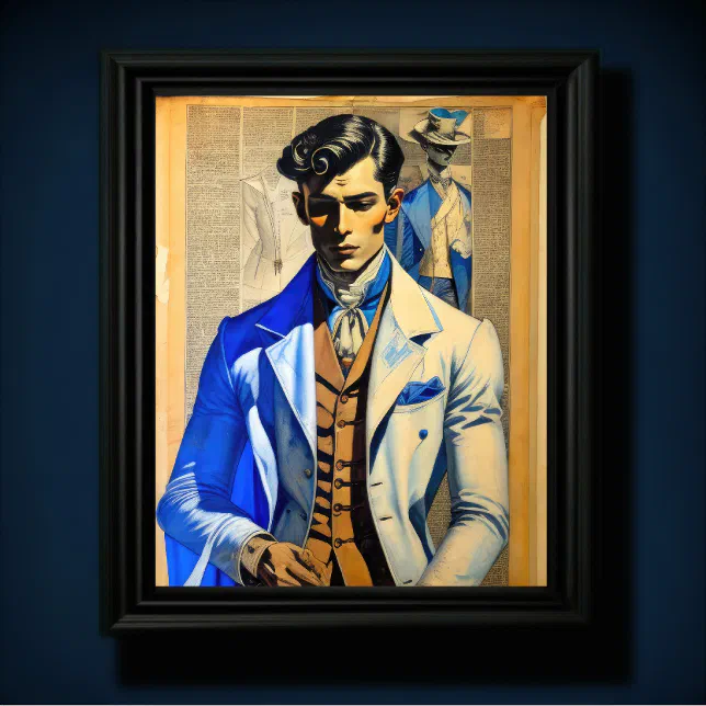 Watercolor Sophisticated Male Fashion Model Poster | Zazzle