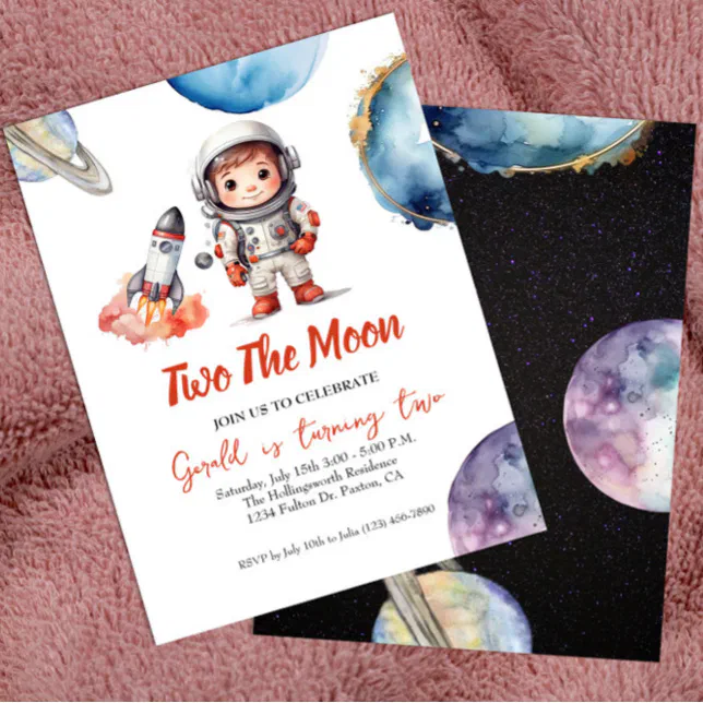 Watercolor Space Astronaut Birthday Invitation | Zazzle