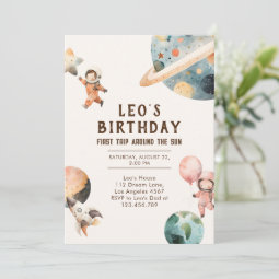 Watercolor Space Birthday Invitation | Zazzle