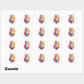 Watercolor Splash Art Kitty Cat Splatter Paint Classic Round Sticker ...