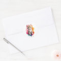 Watercolor Splash Art Kitty Cat Splatter Paint Classic Round Sticker ...