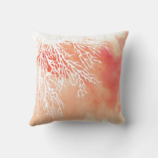Watercolor splash coral reef modern beach summer outdoor pillow | Zazzle