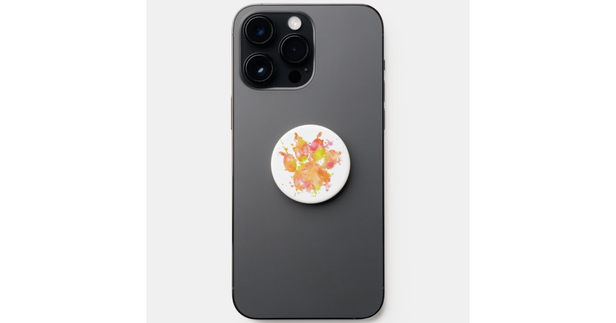 Watercolor Splash Dog Paw Print PopSocket | Zazzle