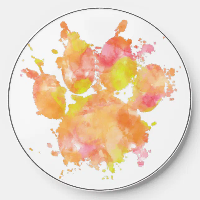 Watercolor Splash Dog Paw Print Wireless Charger | Zazzle