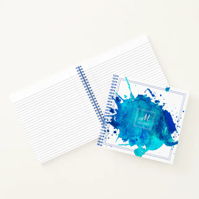 Watercolor Splash | Shades of Blue Notebook | Zazzle