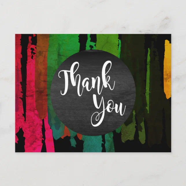 Watercolor Splatter Thank You Abstract Modern Postcard | Zazzle