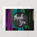 Watercolor Splatter Thank You Abstract Modern Postcard | Zazzle