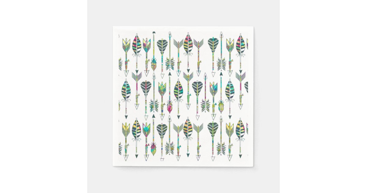 watercolor splatters grey tribal arrows pattern paper napkins | Zazzle