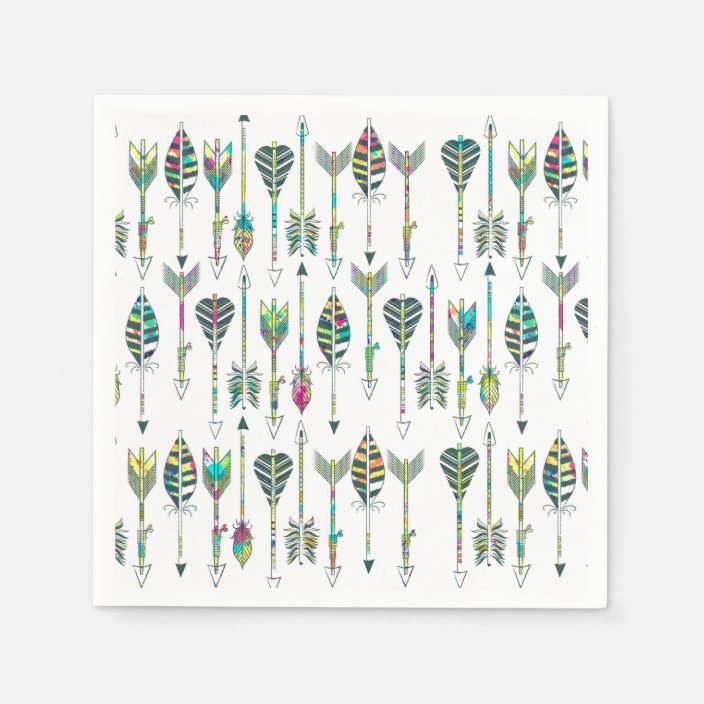 watercolor splatters grey tribal arrows pattern paper napkins | Zazzle.com