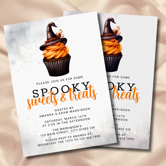 Watercolor Spooky Sweets & Treats Halloween Party Invitation | Zazzle