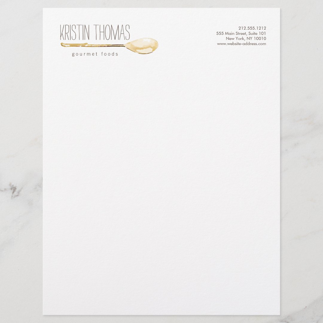 Watercolor Spoon Catering, Chef Letterhead | Zazzle