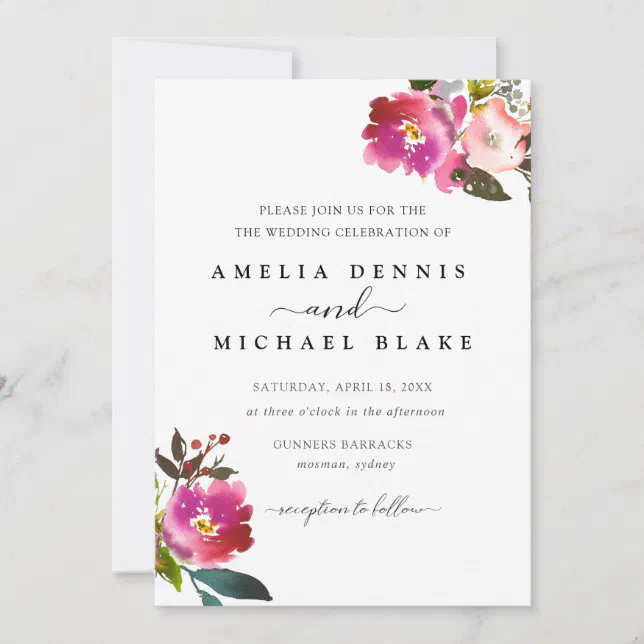 Watercolor Spring Floral Wedding Invitation | Zazzle