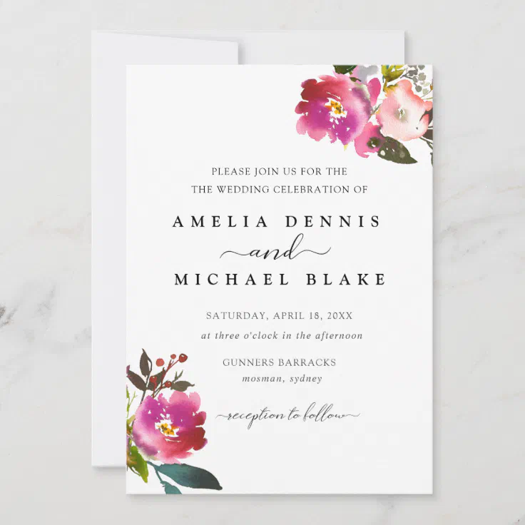 Watercolor Spring Floral Wedding Invitation | Zazzle