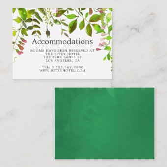 Watercolor Spring Foliage Wedding Accommodations Enclosure Card | Zazzle