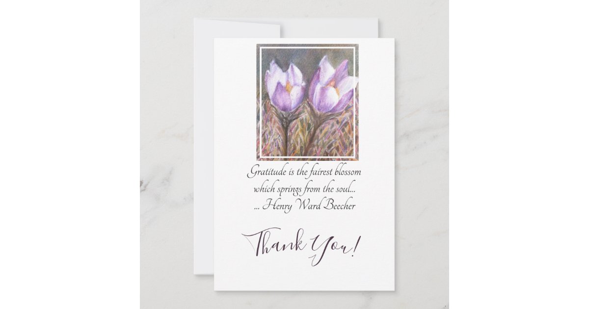 Watercolor Spring Purple Crocus Thank You Card | Zazzle