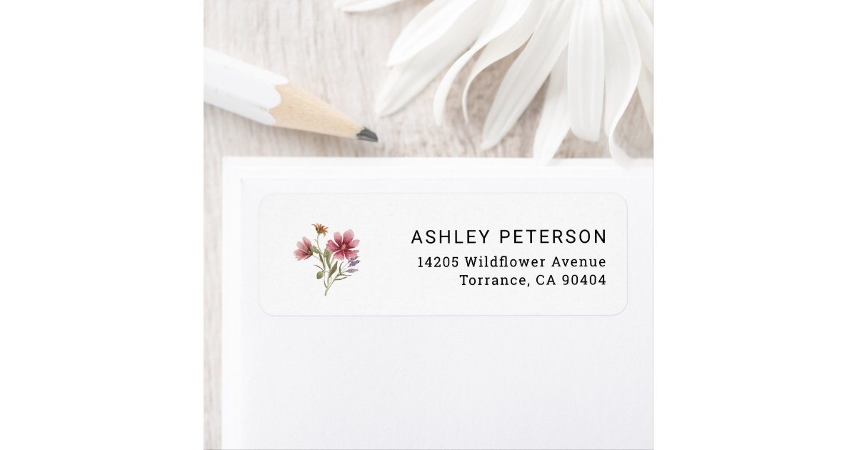 Watercolor Spring Wildflower Return Address Labels | Zazzle