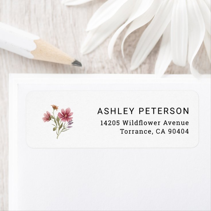 Watercolor Spring Wildflower Return Address Labels | Zazzle