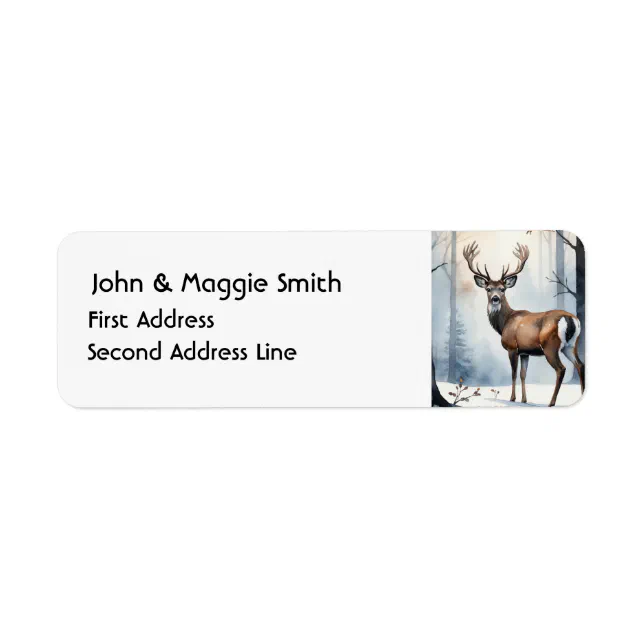 Watercolor Stag Deer Wildlife Nature Animal Art Label | Zazzle
