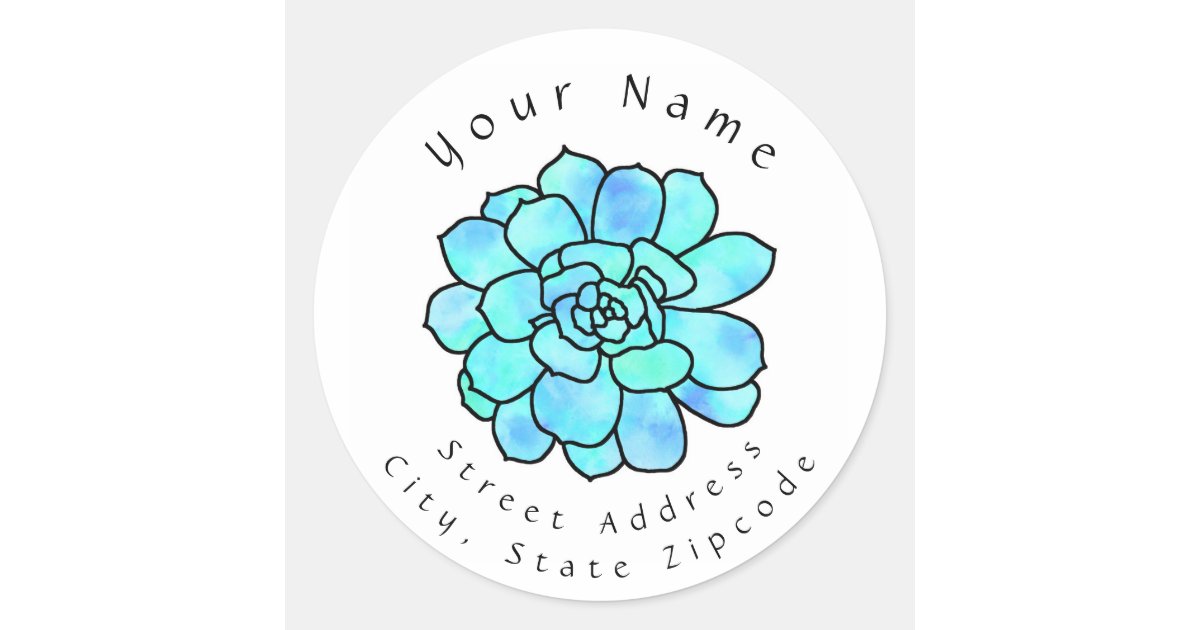 'Watercolor Stained Glass Succulent' Label | Zazzle