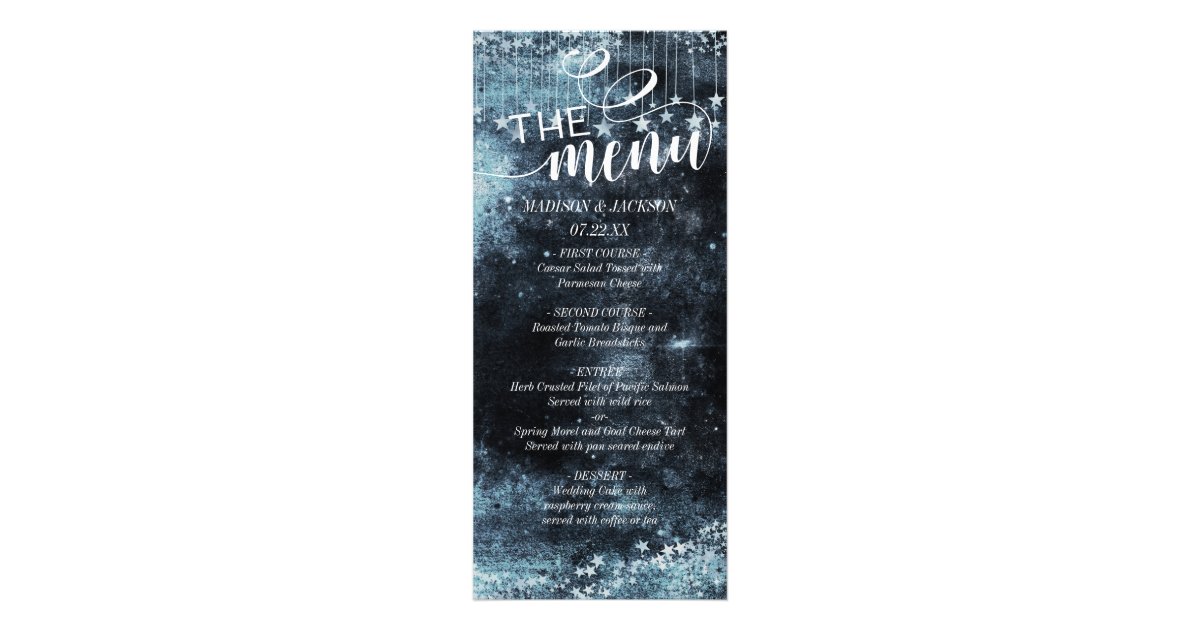 Watercolor Starry Night Celestial Wedding Menu | Zazzle.com