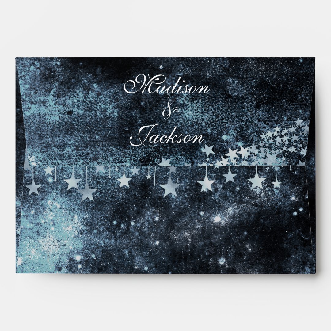 Watercolor Starry Night Celestial Wedding Monogram Envelope | Zazzle
